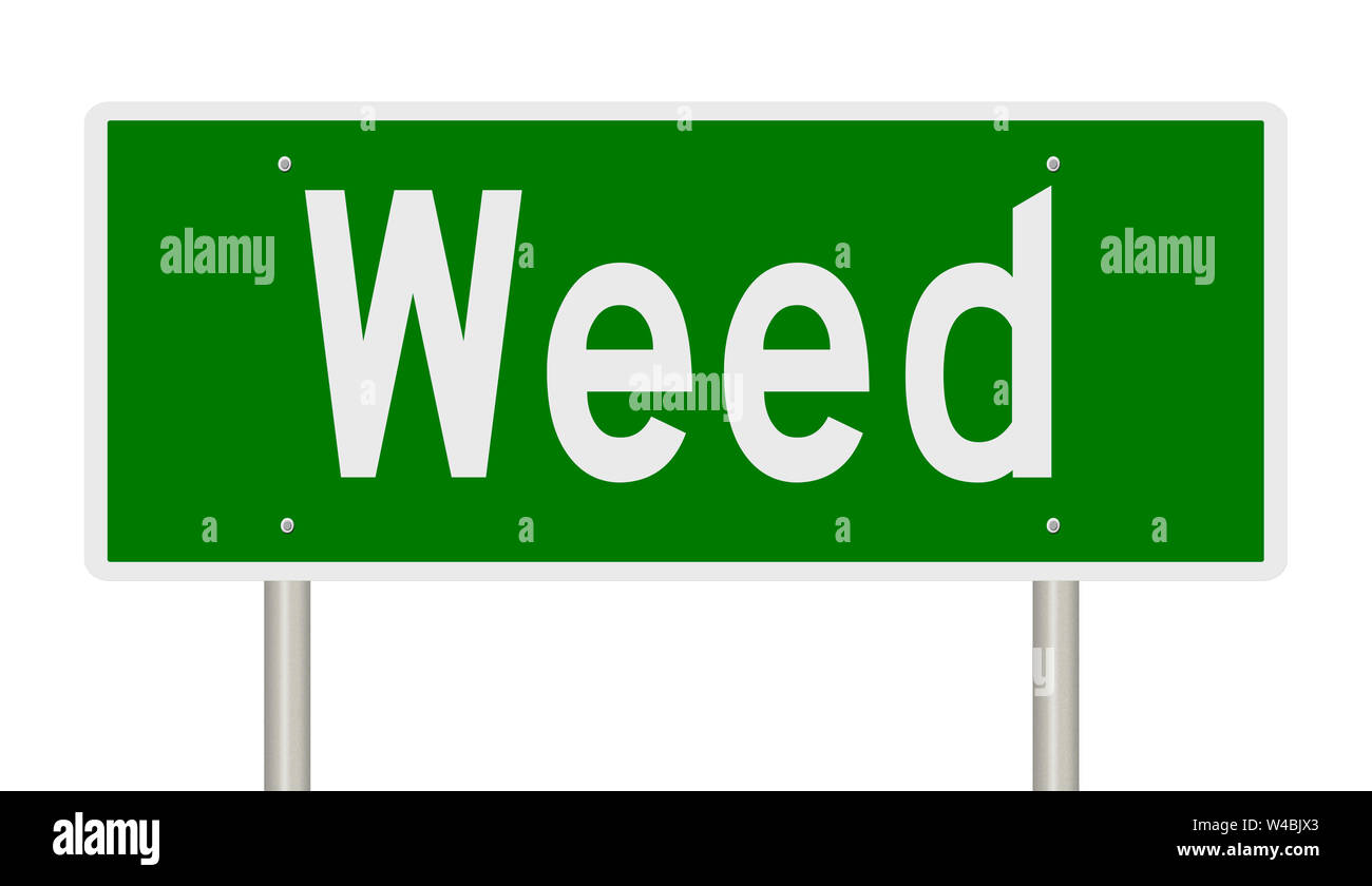 Rendering of a green highway sign for Weed California Stock Photo - Alamy