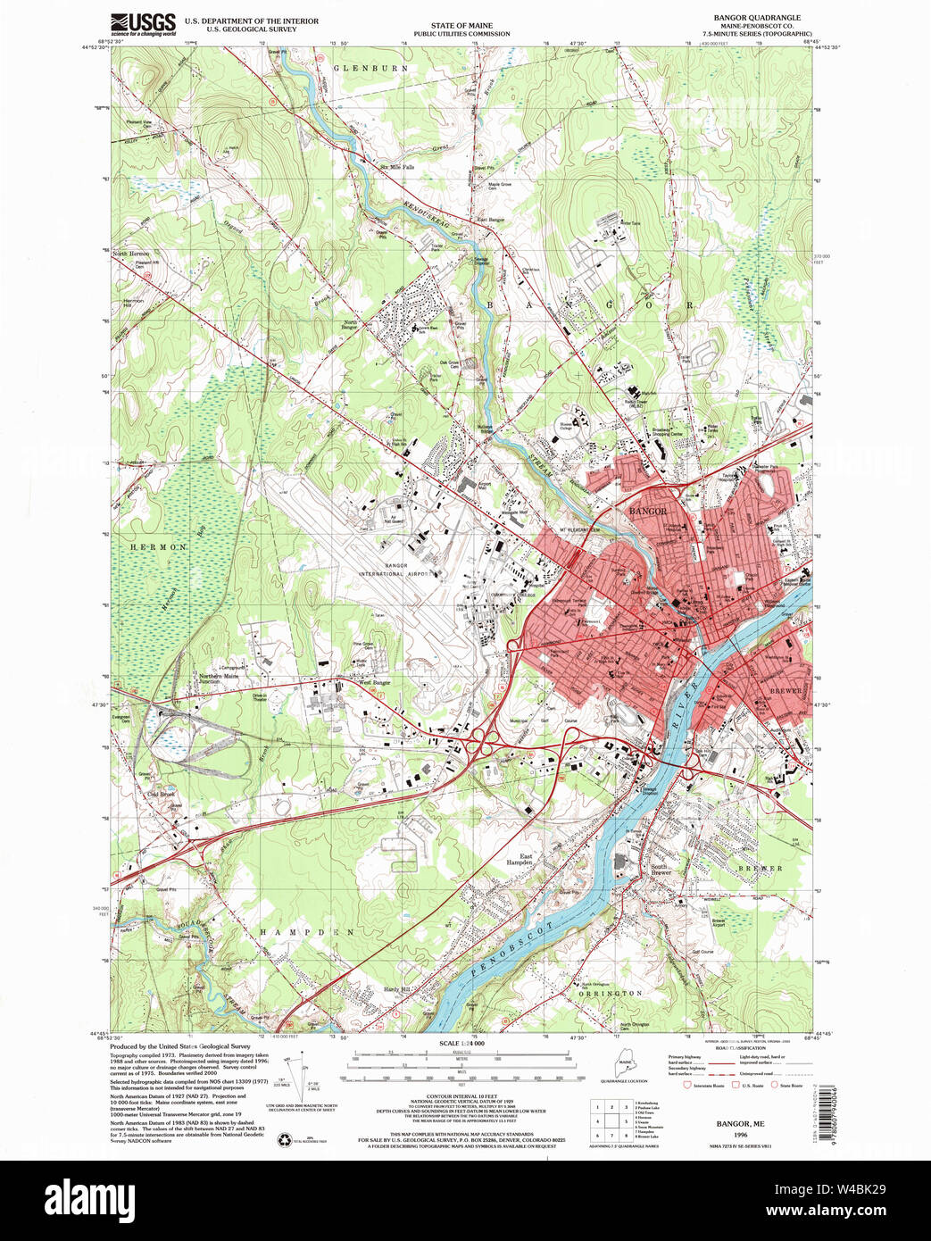 Maine USGS Historical Map Bangor 104890 1996 24000 Restoration Stock ...