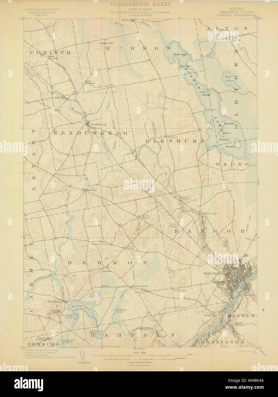 Maine USGS Historical Map Bangor 306451 1902 62500 Restoration Stock ...