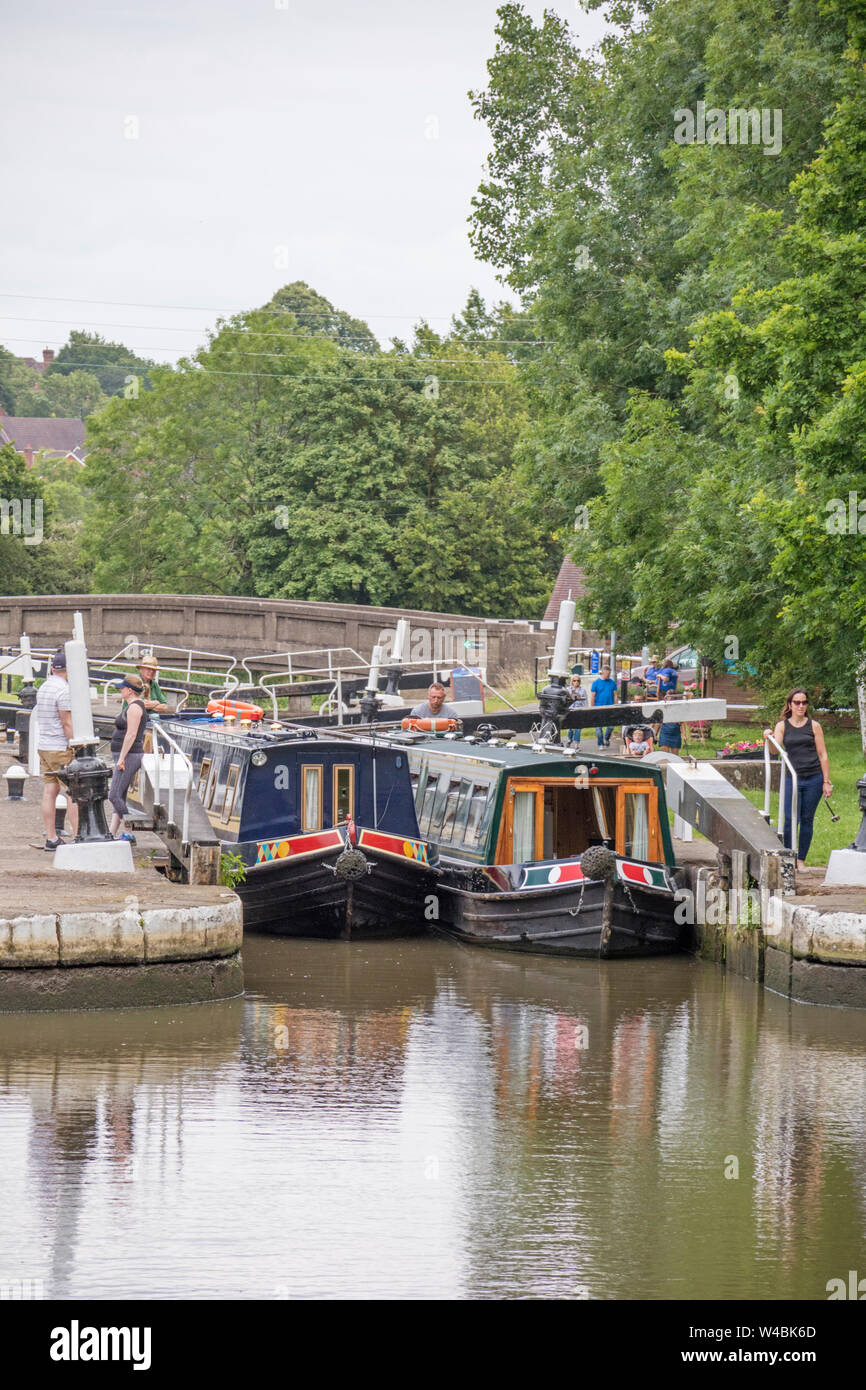 Hatton locks on the Grand Union Canal, Warwickshire, England, UK Stock ...