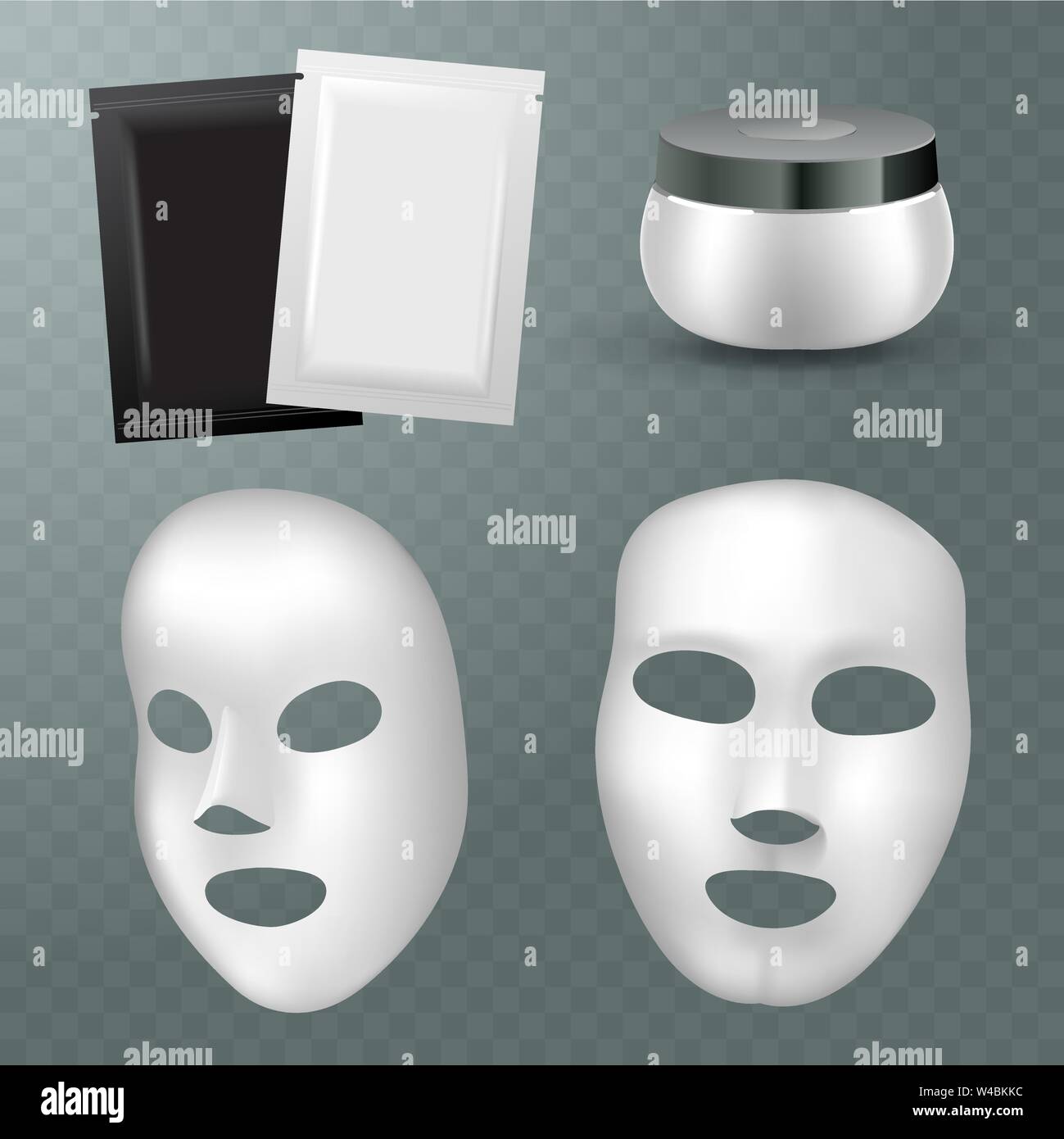 Vector realistic white facial cosmetic sheet mask on transparent ...