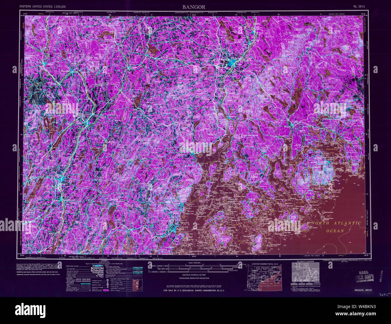 Maine USGS Historical Map Bangor 806482 1961 250000 Inversion ...
