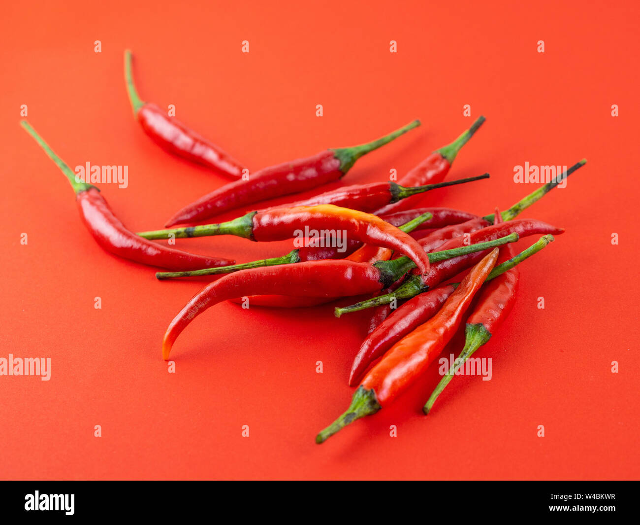 Red chili pepper on red background Stock Photo - Alamy