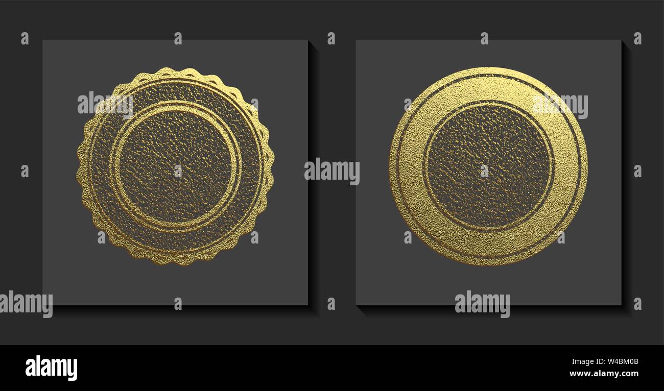 Gold round sticker hi-res stock photography and images - Alamy