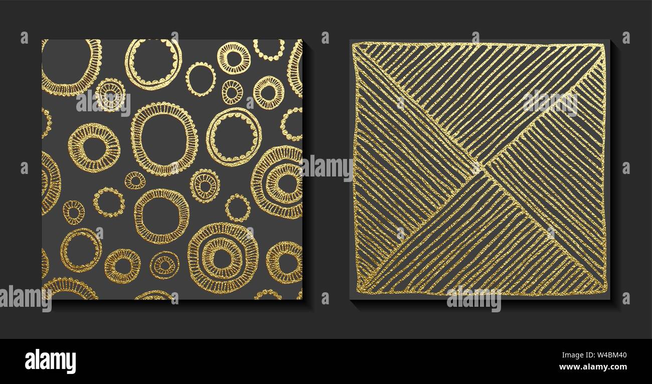 Gold, Hand Drawn pattern. Patina scratch golden elements. Vintage ...