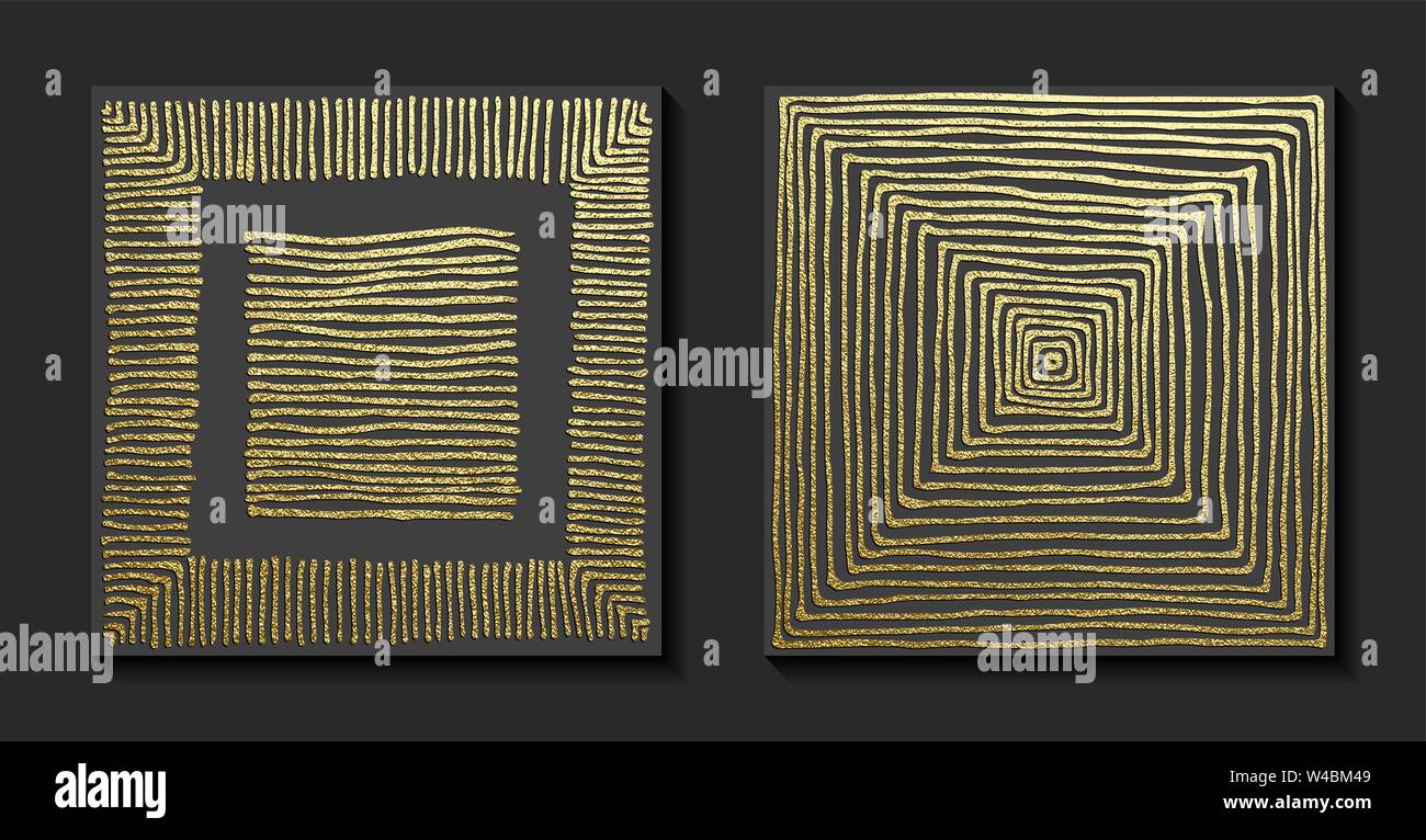 Gold, Hand Drawn pattern. Patina scratch golden elements. Vintage ...