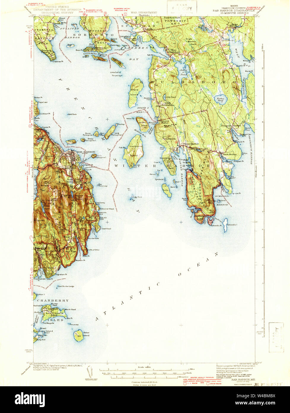 Maine USGS Historical Map Bar Harbor 460150 1942 62500 Restoration ...