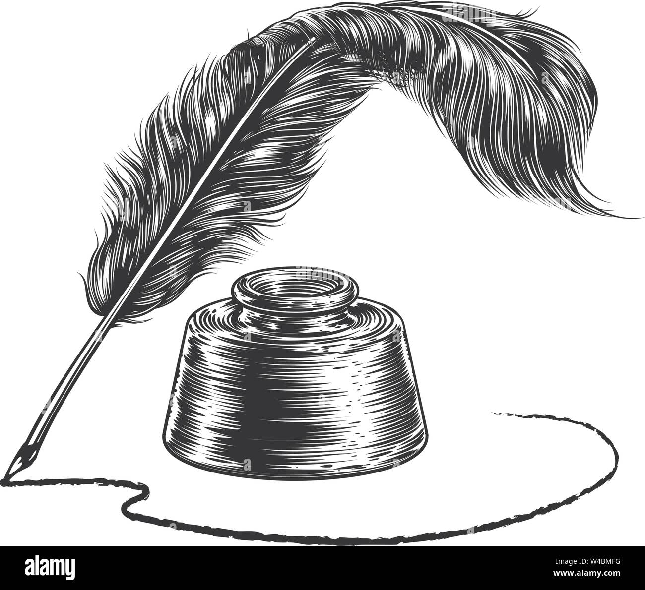 Ink well quill pen Black and White Stock Photos & Images - Alamy