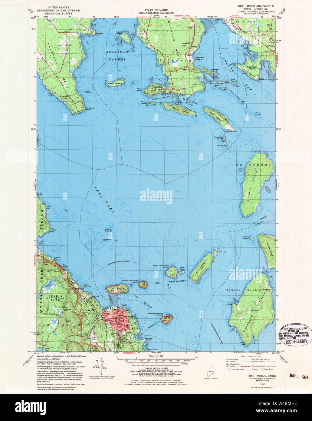 Maine USGS Historical Map Bar Harbor 806484 1982 24000 Restoration ...