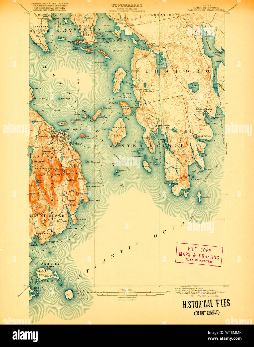 Maine USGS Historical Map Bar Harbor 807360 1904 62500 Restoration ...