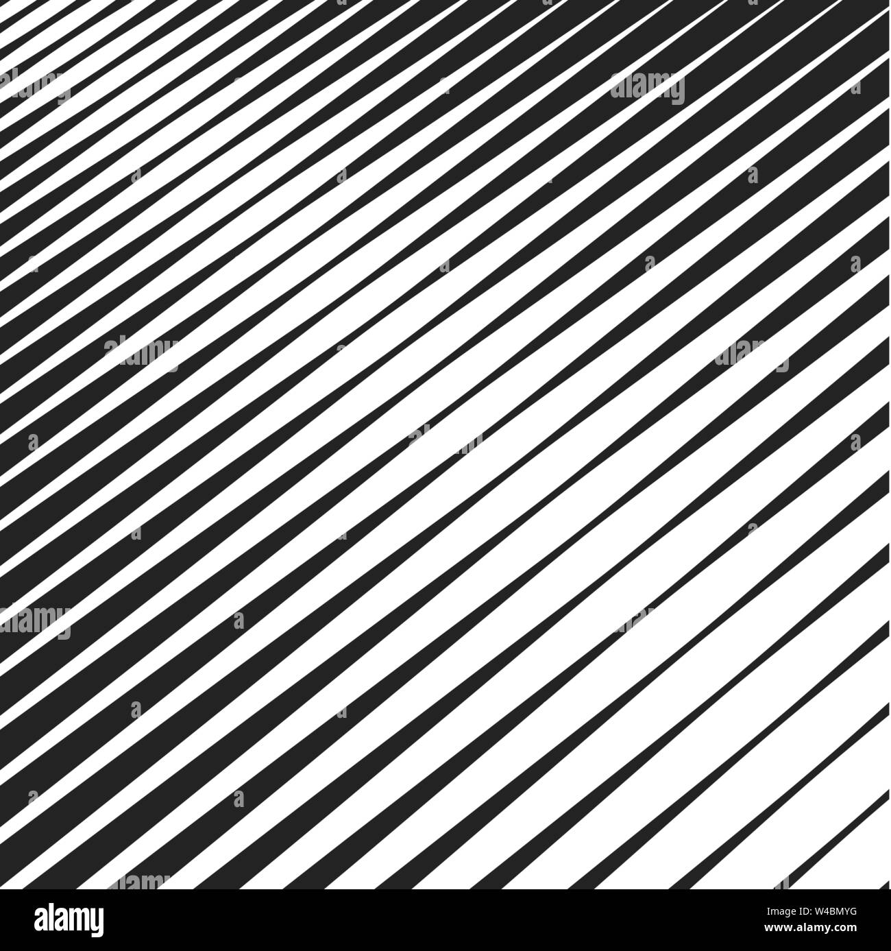 Black diagonal lines with different width and shape. Abstract halftone ...