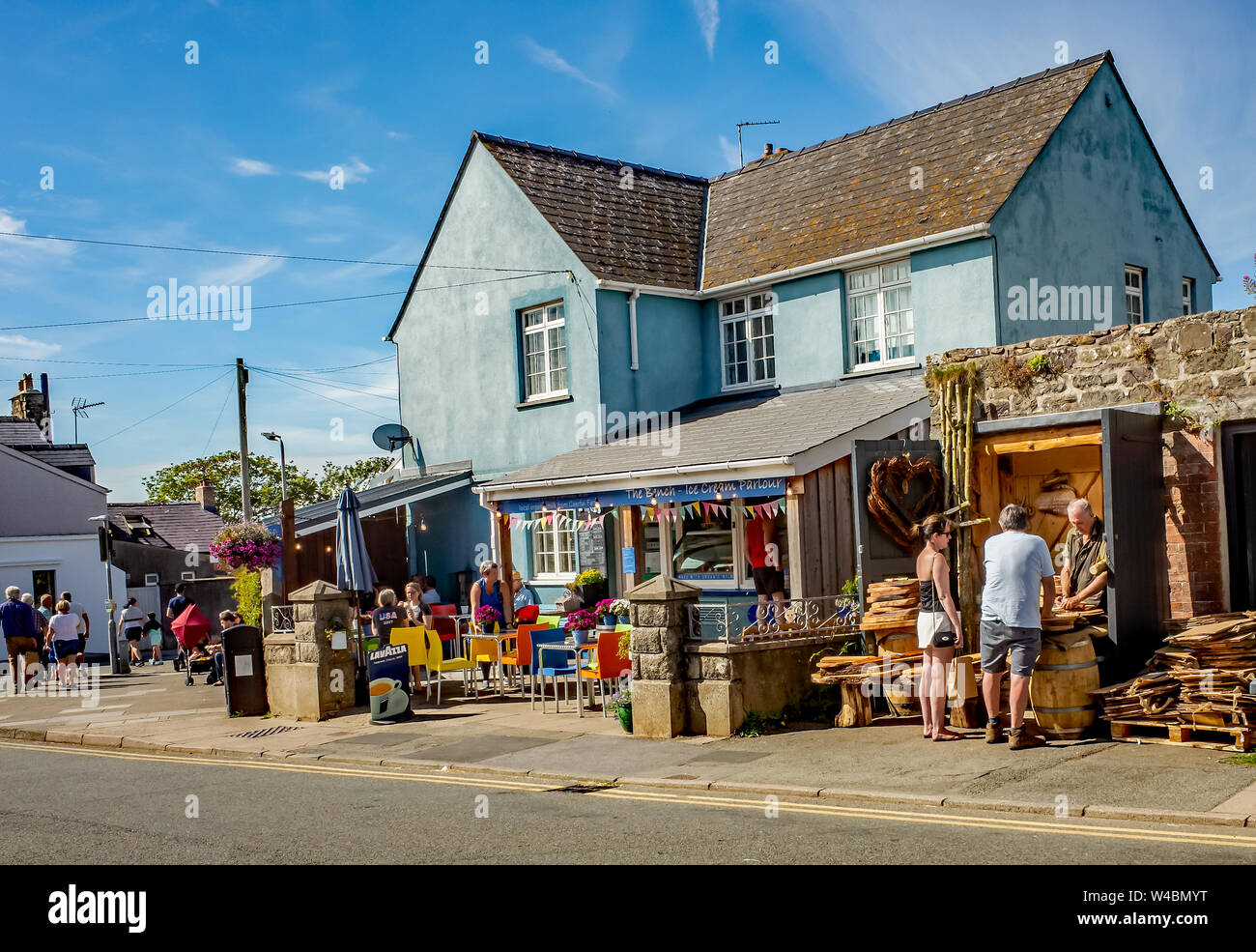 A scene in the busy high street of St Davids, a small city in South ...