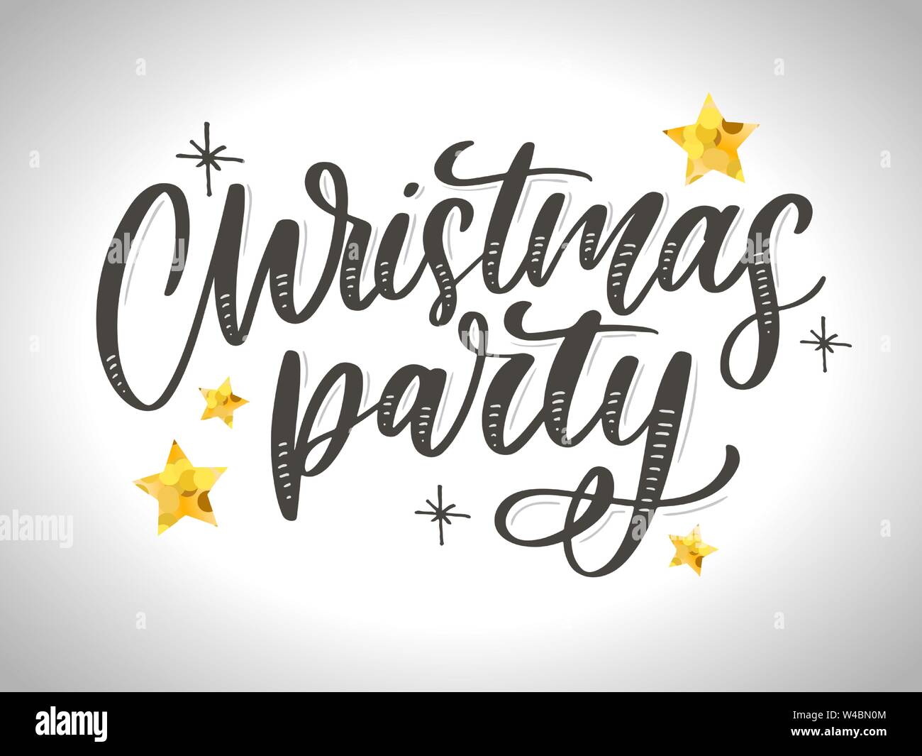Christmas party poster template. Hand written lettering Stock Vector ...