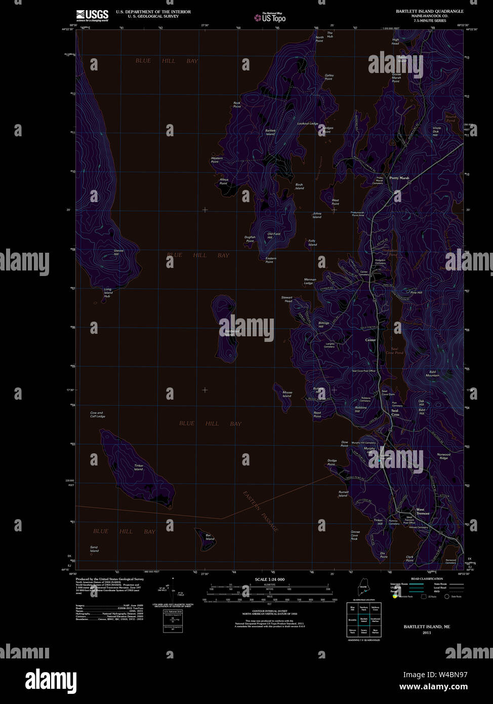 Maine USGS Historical Map Bartlett Island 20110909 TM Inversion ...