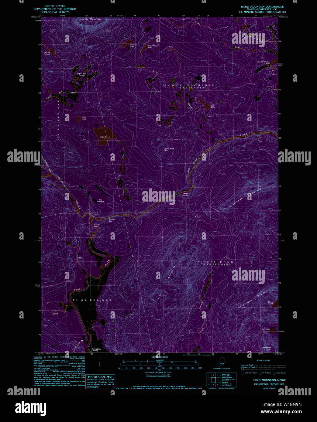 Maine USGS Historical Map Basin Mountain 104899 1989 24000 Inversion ...