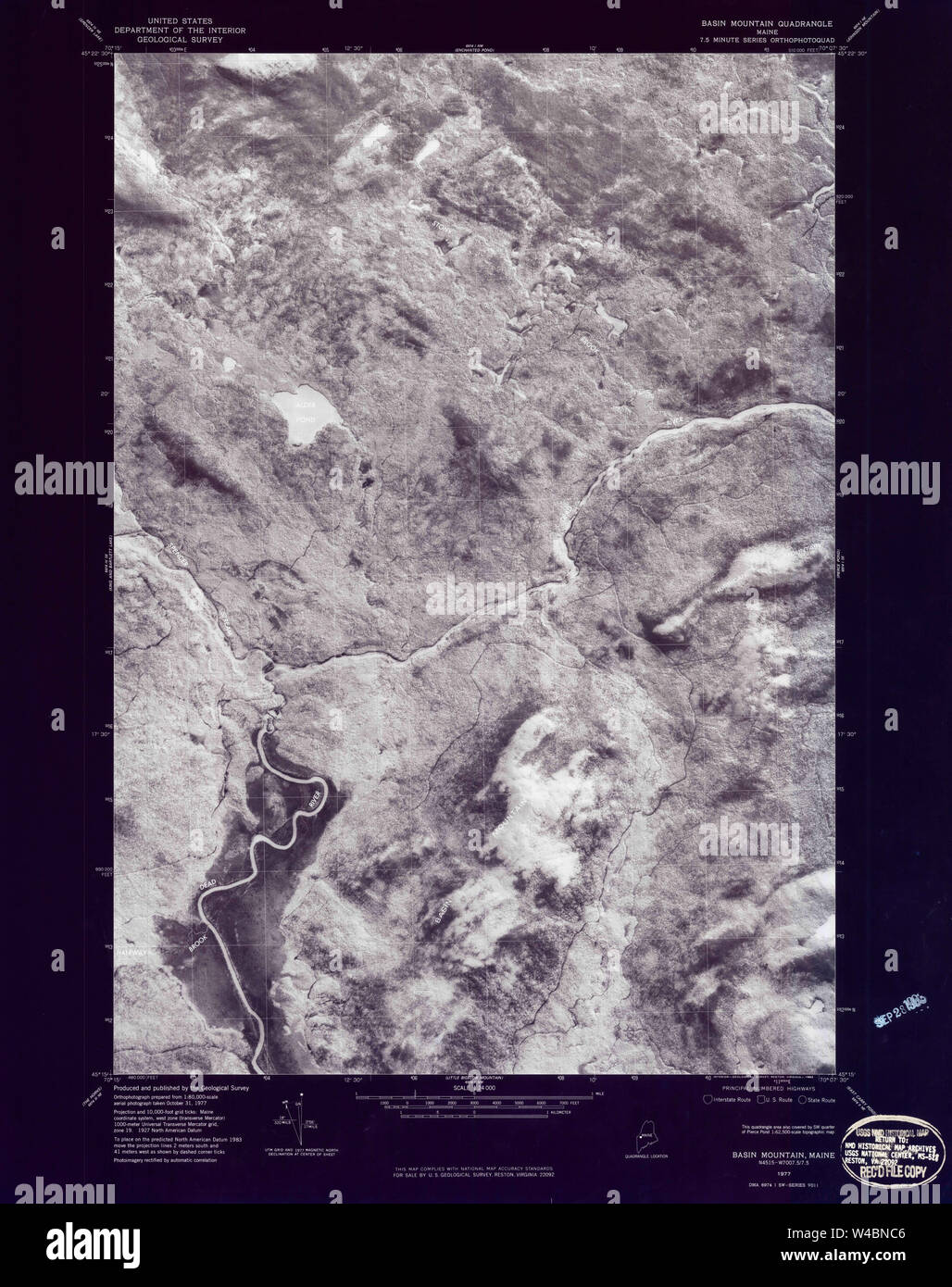 Maine USGS Historical Map Basin Mountain 806489 1977 24000 Inversion ...