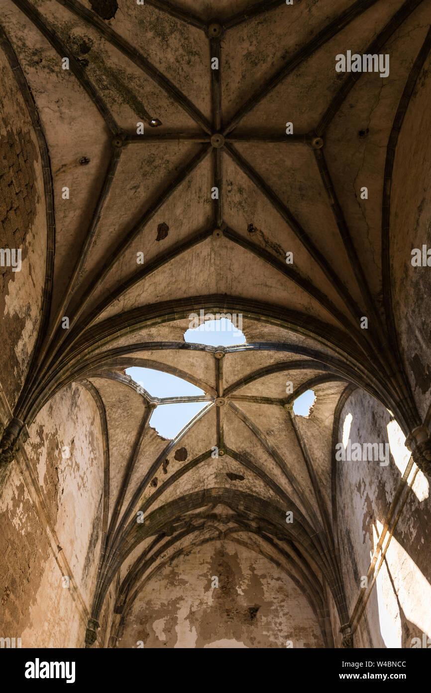 Detail of the Gothic vaults of the abandoned convent of San Antonio de ...