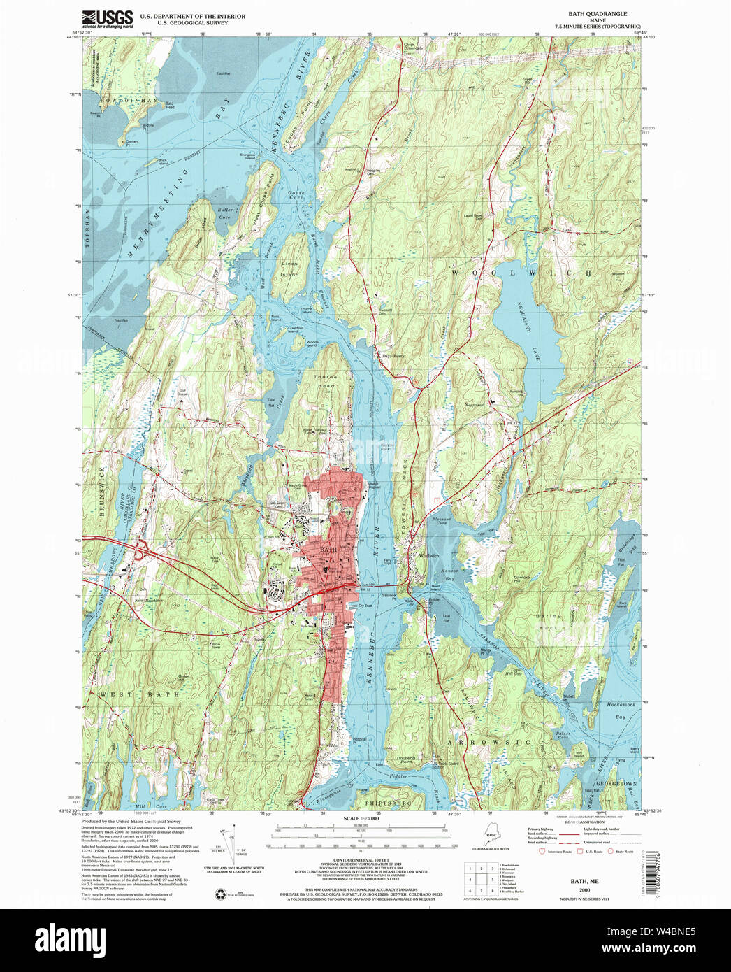 Maine USGS Historical Map Bath 104901 2000 24000 Restoration Stock ...