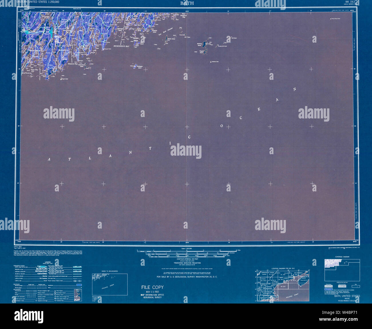 Maine USGS Historical Map Bath 806493 1948 250000 Inversion Restoration ...