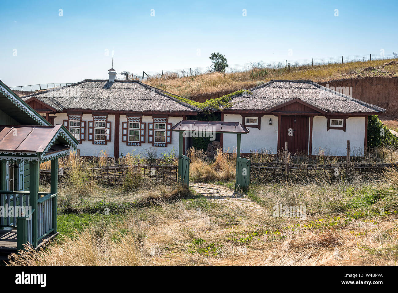 The courtyard of the Don Cossack house - baz - is surrounded by ...