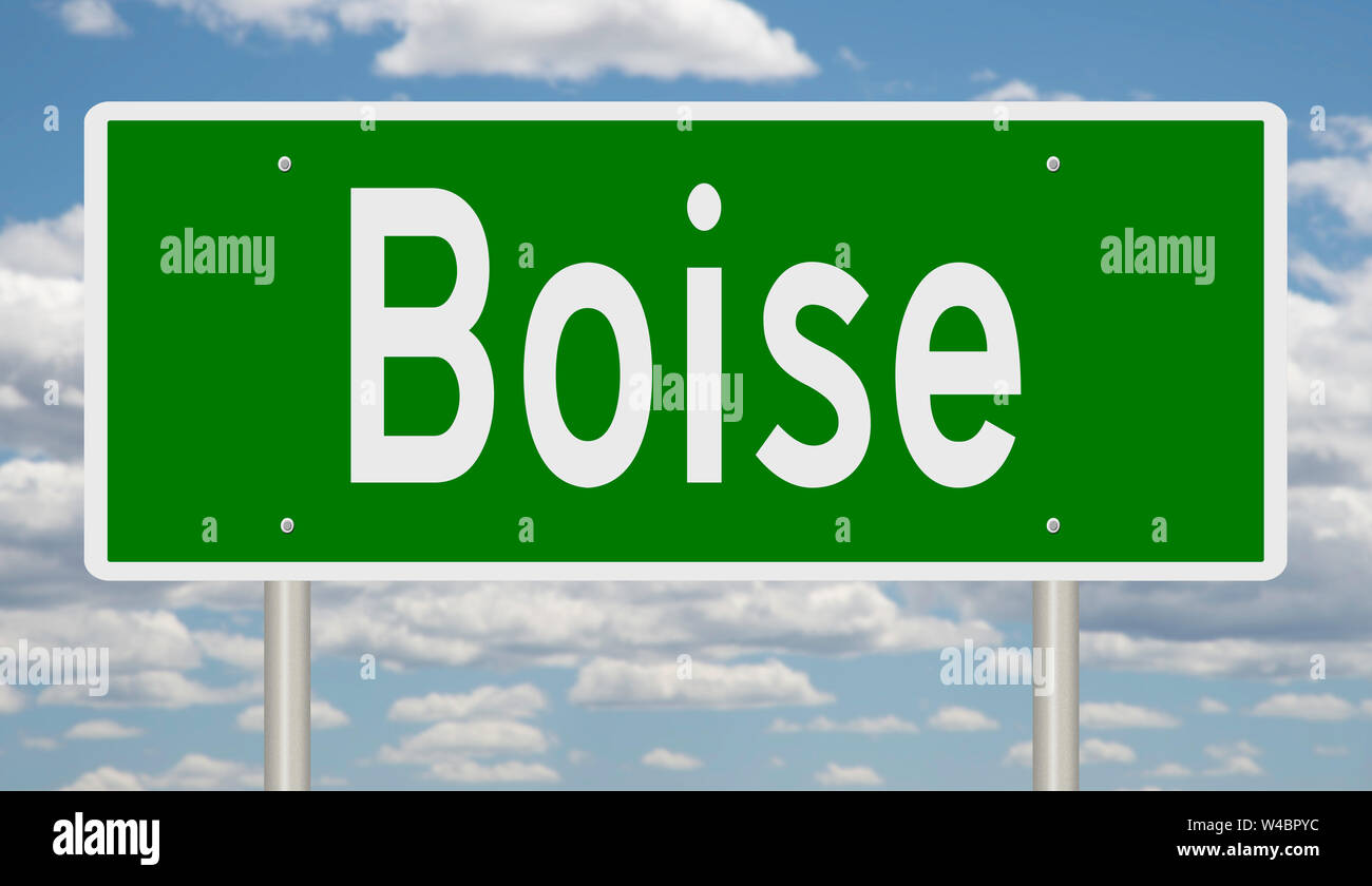 A rendering of a green highway sign for Boise Idaho Stock Photo - Alamy