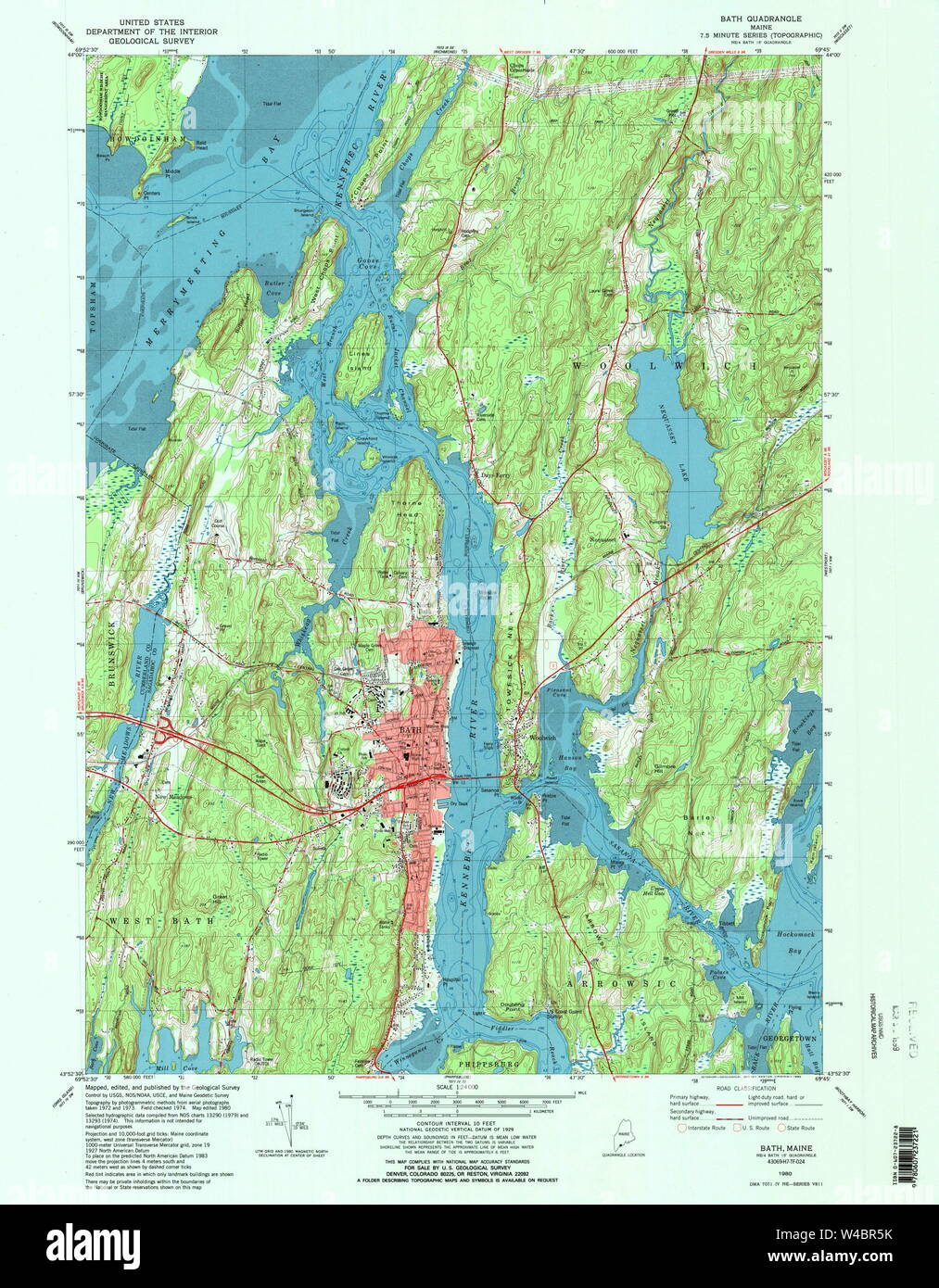 Maine USGS Historical Map Bath 807781 1980 24000 Restoration Stock ...