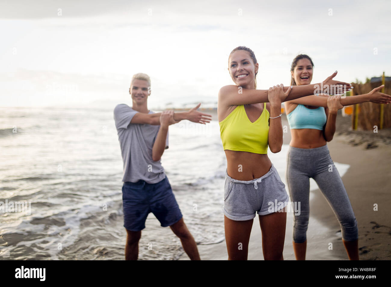 Group beach fitness hi-res stock photography and images - Alamy