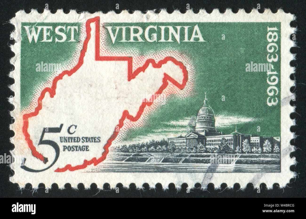 UNITED STATES - CIRCA 1963: stamp printed by United states, shows Map ...