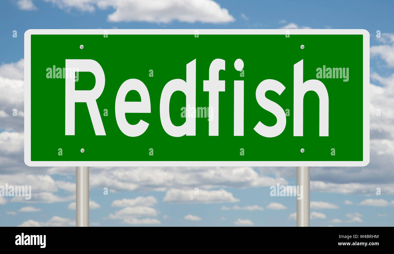 A rendering of a green highway sign for Redfish Idaho Stock Photo - Alamy