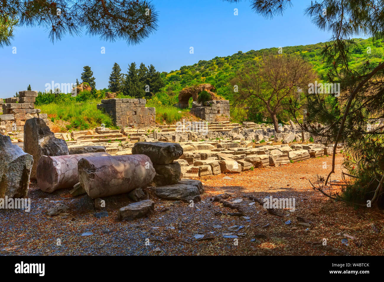 Old ruins of Ephesus or Efes famous site in Turkey Stock Photo - Alamy