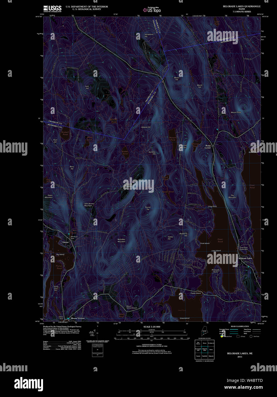 Map of belgrade maine hi-res stock photography and images - Alamy