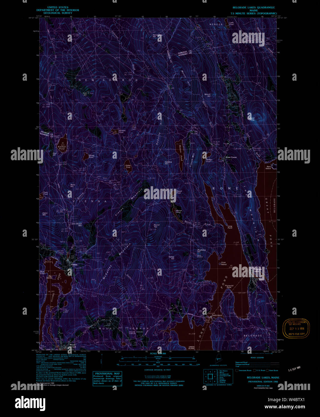Maine USGS Historical Map Belgrade Lakes 460179 1982 24000 Inversion ...