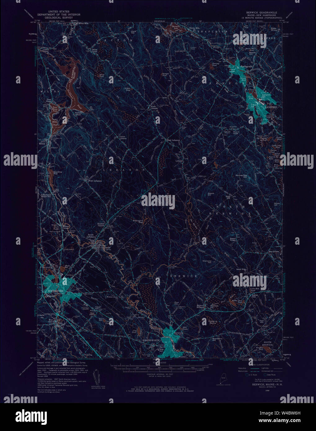 Maine USGS Historical Map Berwick 306465 1958 62500 Inversion ...