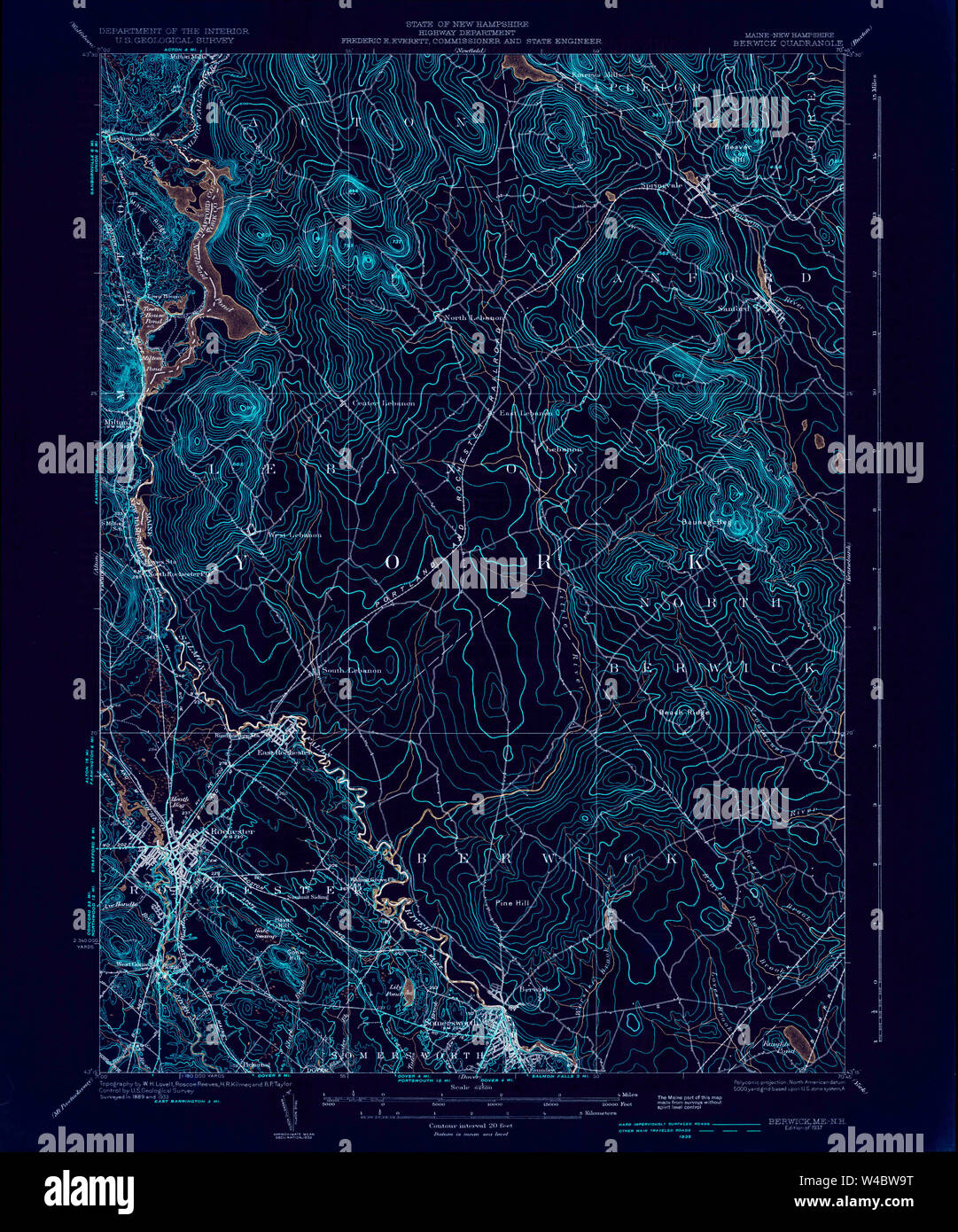 Maine USGS Historical Map Berwick 460182 1937 62500 Inversion ...