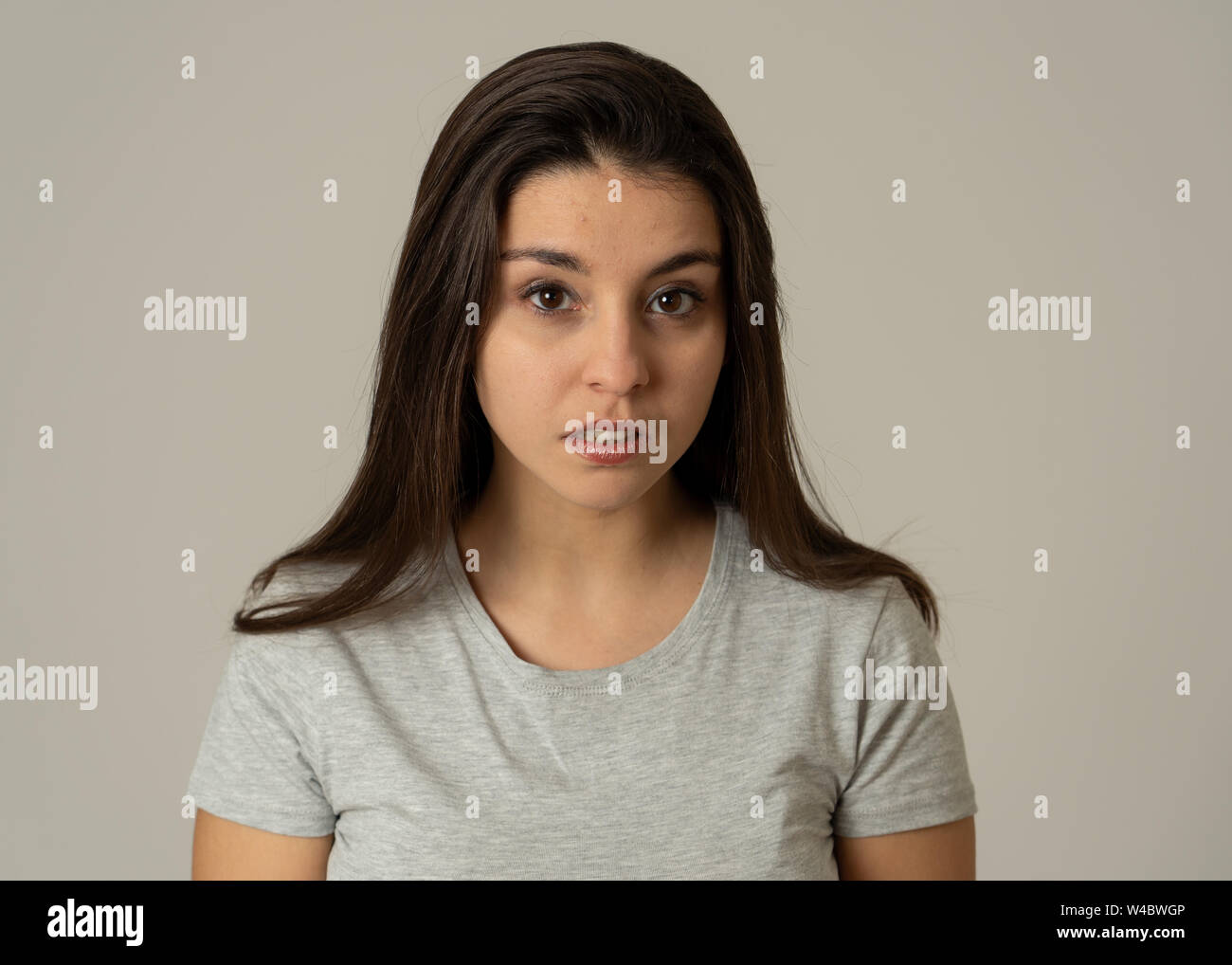 Face woman serious dramatic hi-res stock photography and images - Alamy