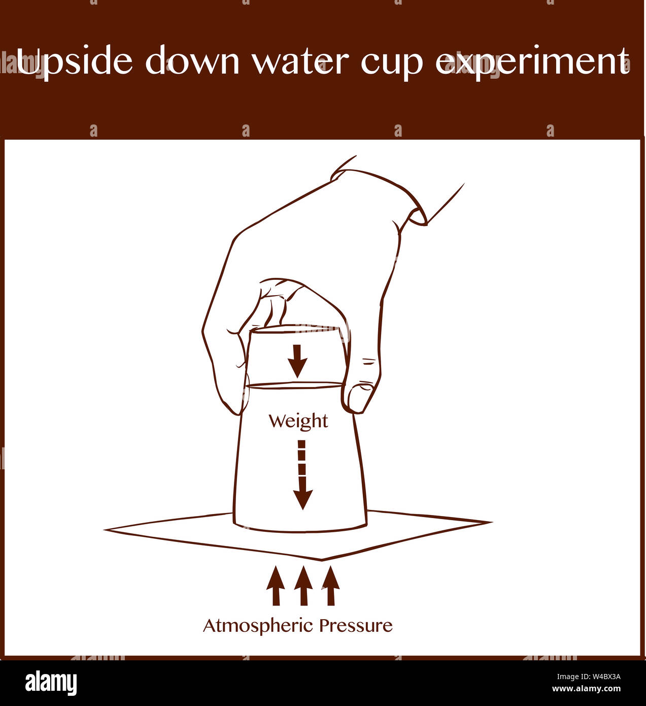 Vector illustration of a upside down water cup experimen Stock Photo ...