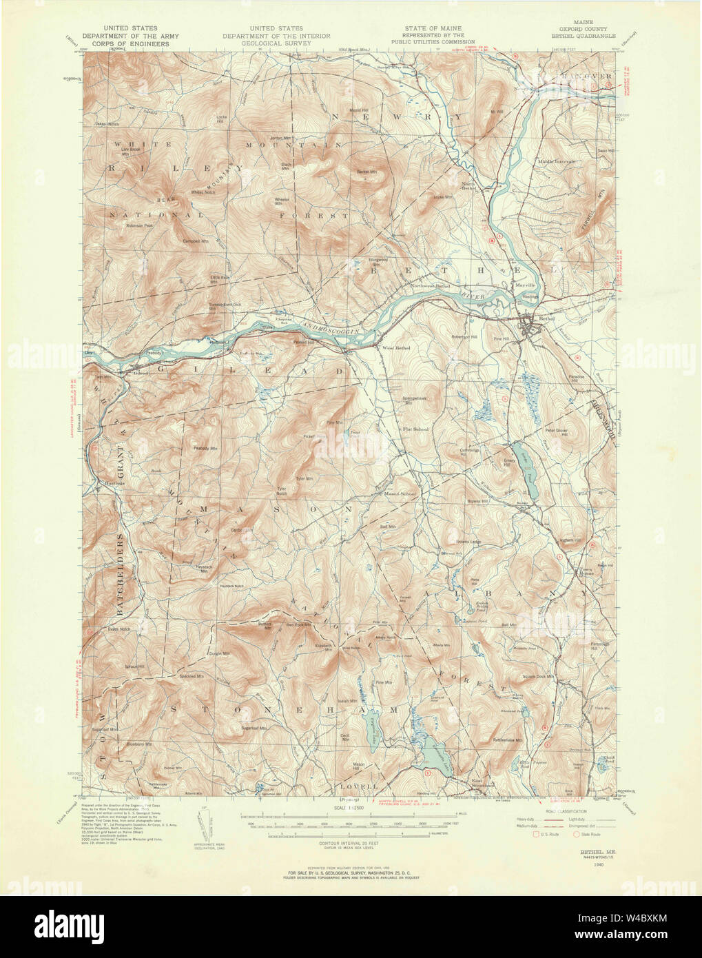 Maine USGS Historical Map Bethel 306467 1940 62500 Restoration Stock ...