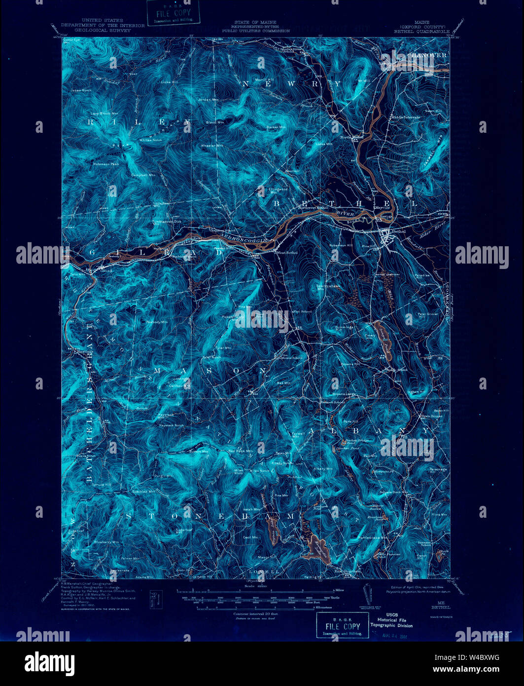 Maine USGS Historical Map Bethel 460192 1914 62500 Inversion ...