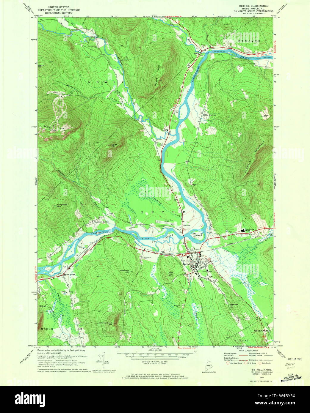 Maine USGS Historical Map Bethel 806503 1970 24000 Restoration Stock ...
