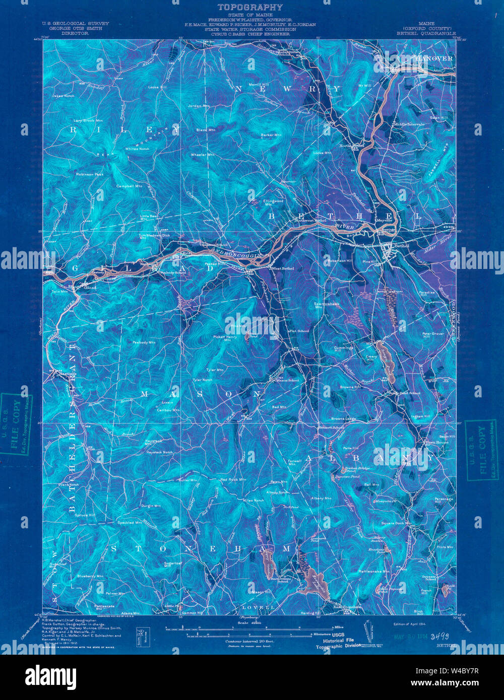 Maine USGS Historical Map Bethel 807380 1914 62500 Inversion ...