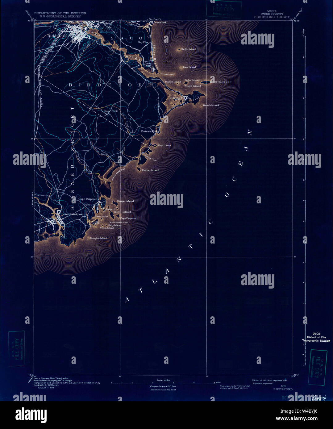Maine USGS Historical Map Biddeford 460195 1893 62500 Inversion ...