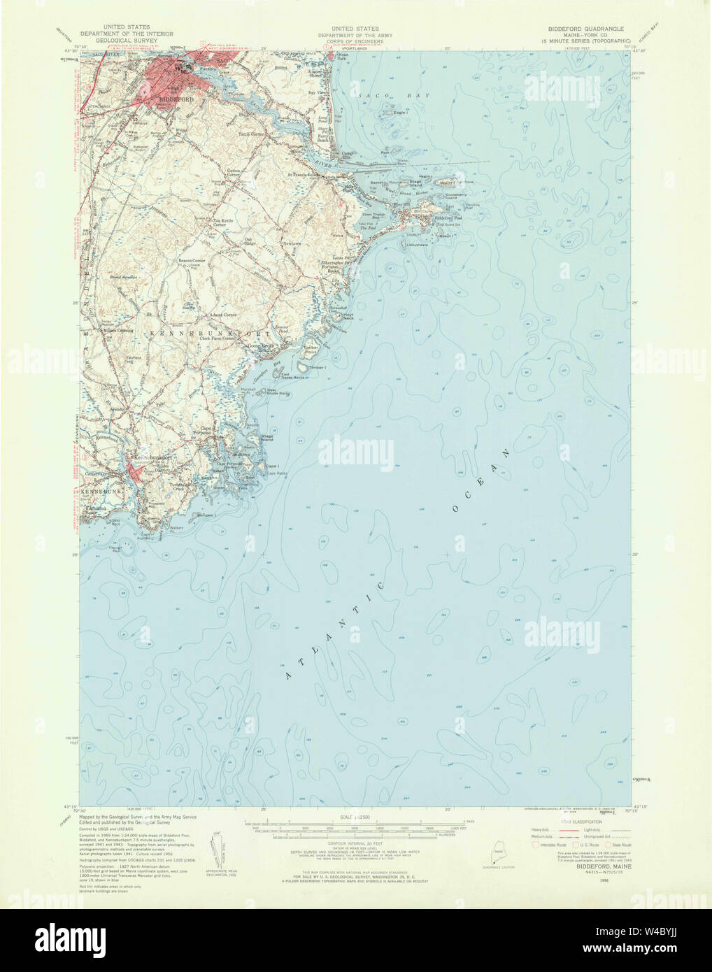 Maine USGS Historical Map Biddeford 306470 1956 62500 Restoration Stock ...