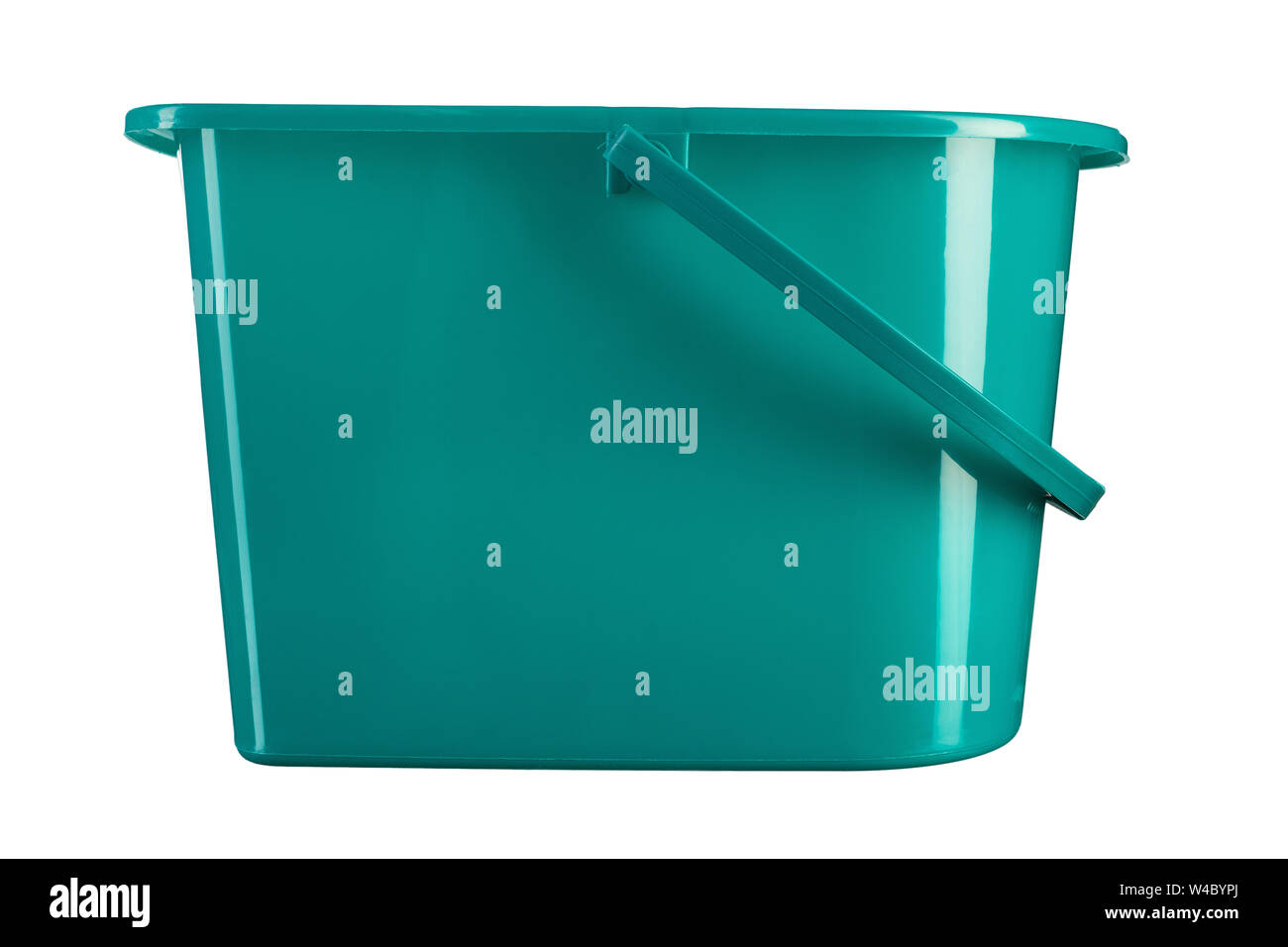 New green bucket for mopping, a special form under a mop. Isolated on ...