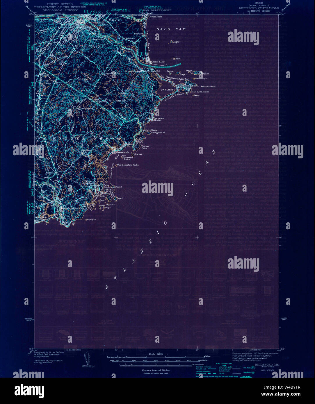 Maine USGS Historical Map Biddeford 460198 1944 62500 Inversion ...