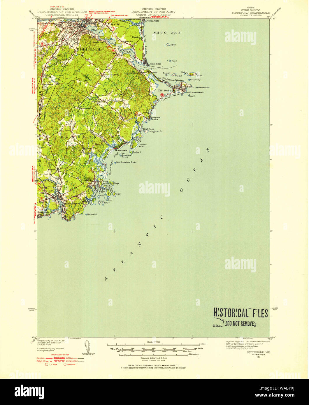 Maine USGS Historical Map Biddeford 460199 1941 62500 Restoration Stock ...
