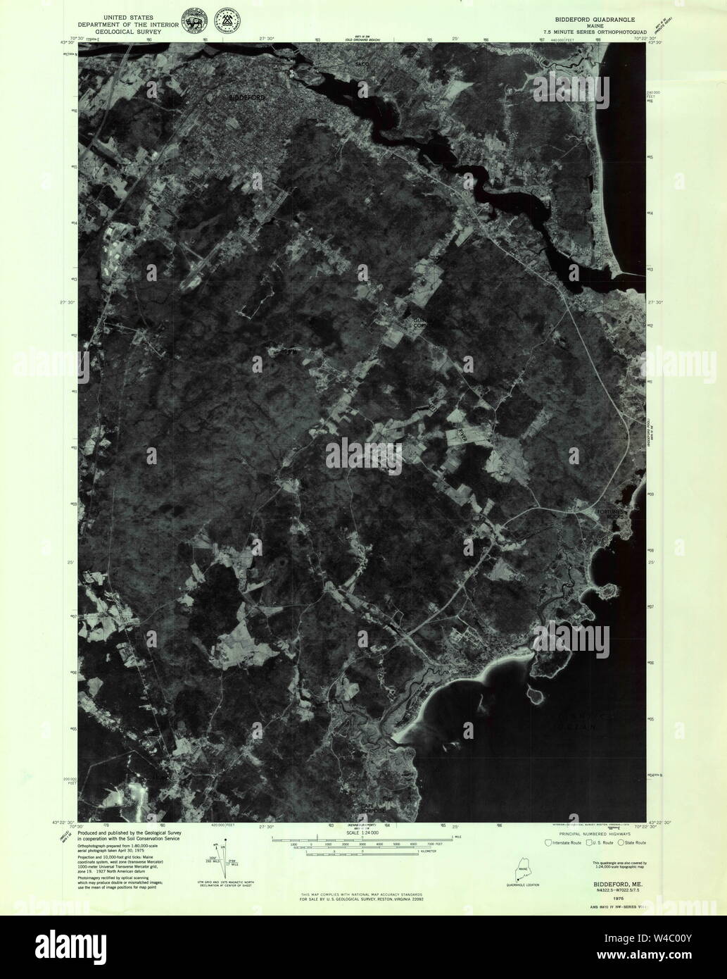 Maine USGS Historical Map Biddeford 806504 1975 24000 Restoration Stock ...