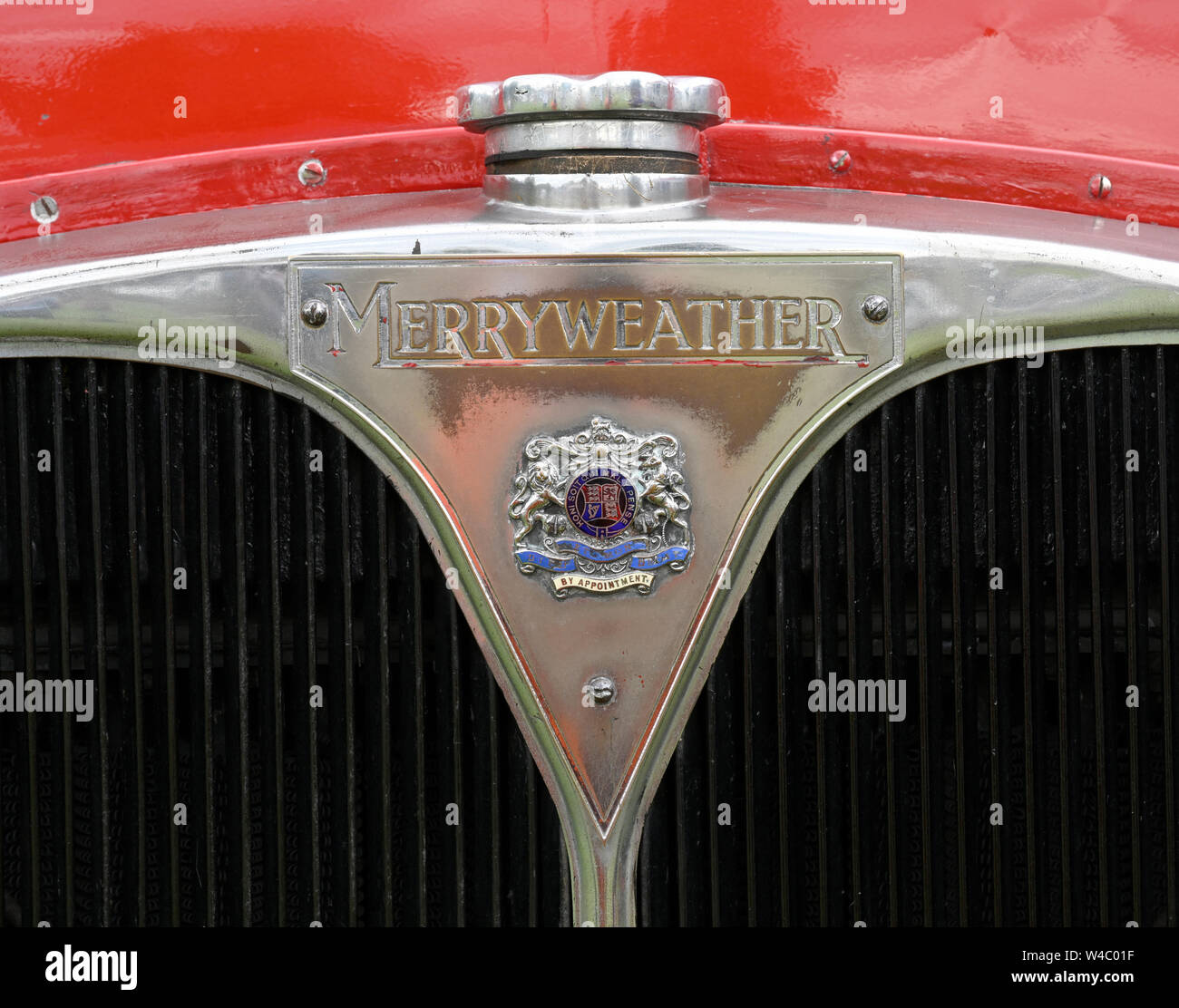 Front grill detail on a Merryweather London Transport bus Stock Photo ...