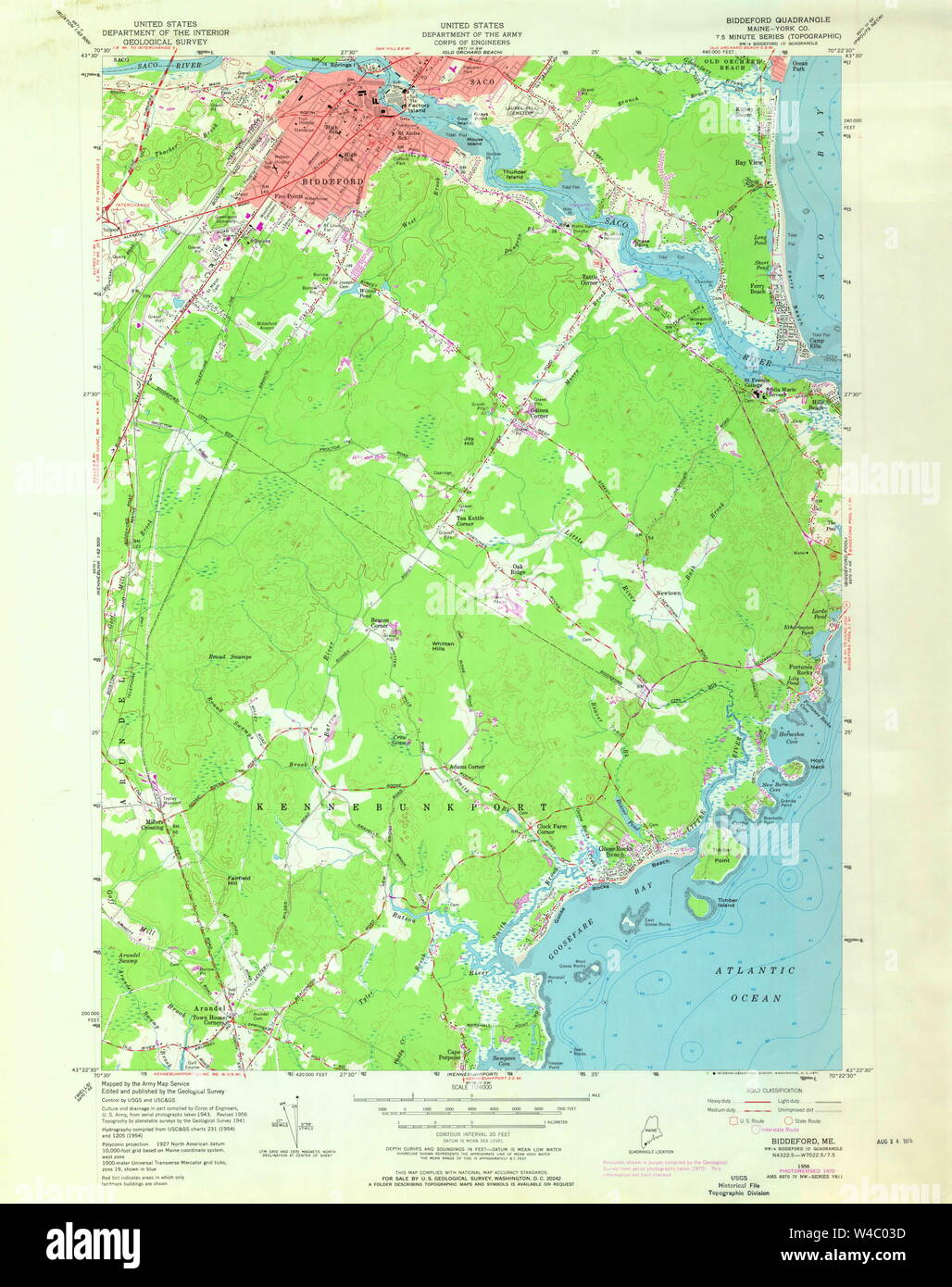 Maine USGS Historical Map Biddeford 806505 1956 24000 Restoration Stock ...