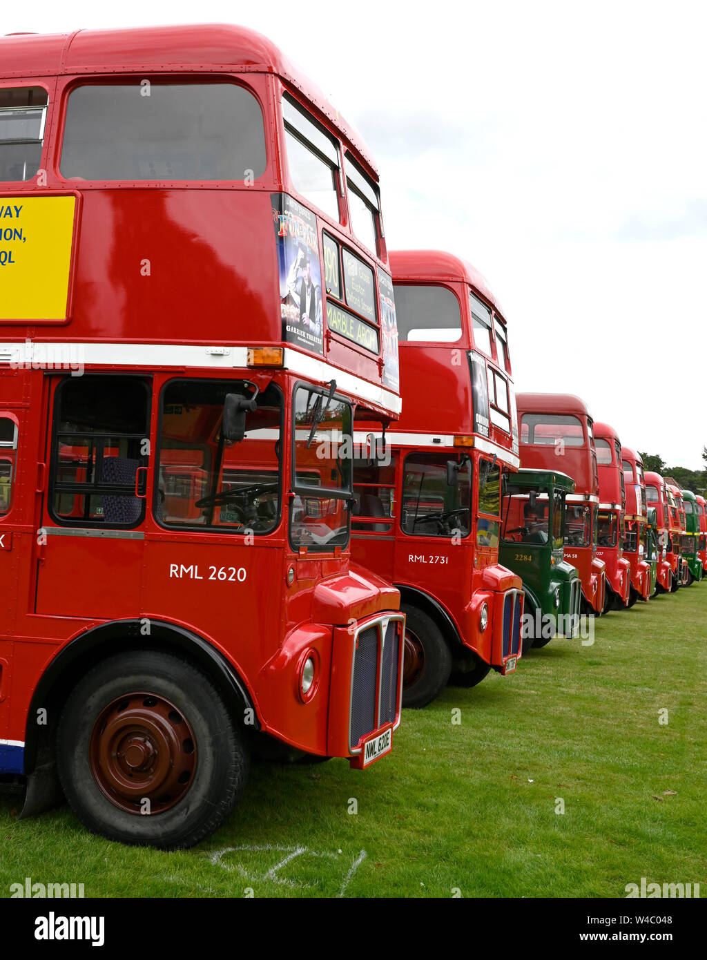 Line up of vintage buses on display at the Alton Annual Bus Show, Alton ...