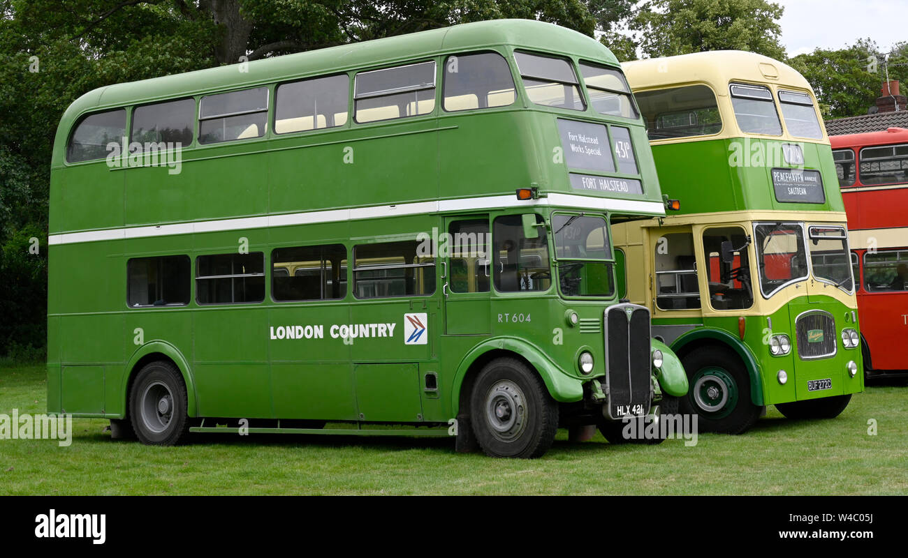 Line up of vintage buses on display at the Alton Annual Bus Show, Alton ...
